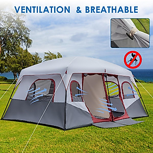 Outvita 8/10 Person Camping Tent, Large 2 Room Family Tent with Weatherproof Cabin Shelter with Rainfly & Carry Bag for Backpacking Hiking Car Traveling-13'x10'x6.5'…