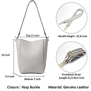 BOSTANTEN Leather Purses and Handbags for Women Designer Hobo Bucket Bag Fashion Small Crossbody Purses Grey Small size