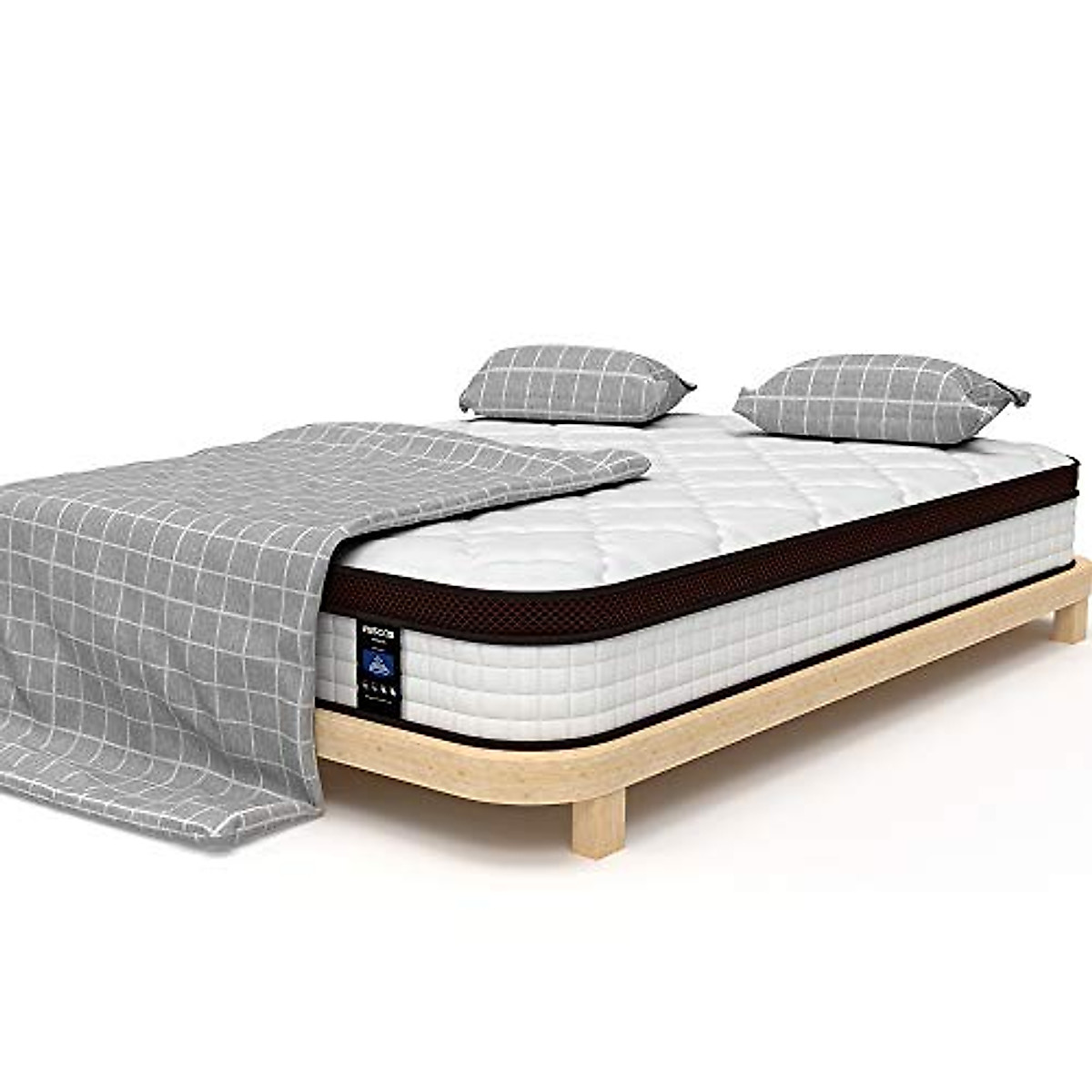 Kescas Queen Size Mattress, 12 Inch Hybrid Mattress with Memory Foam & Heavier Coils, Ergonomic Design for Pressure Relief, Medium Firm Feel