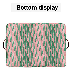 Fabric Storage Bins Cactus Green Pink Small Shelf Basket With Handles Decorative Cubes Box Organizer Containers for Shelves Home Office Decor