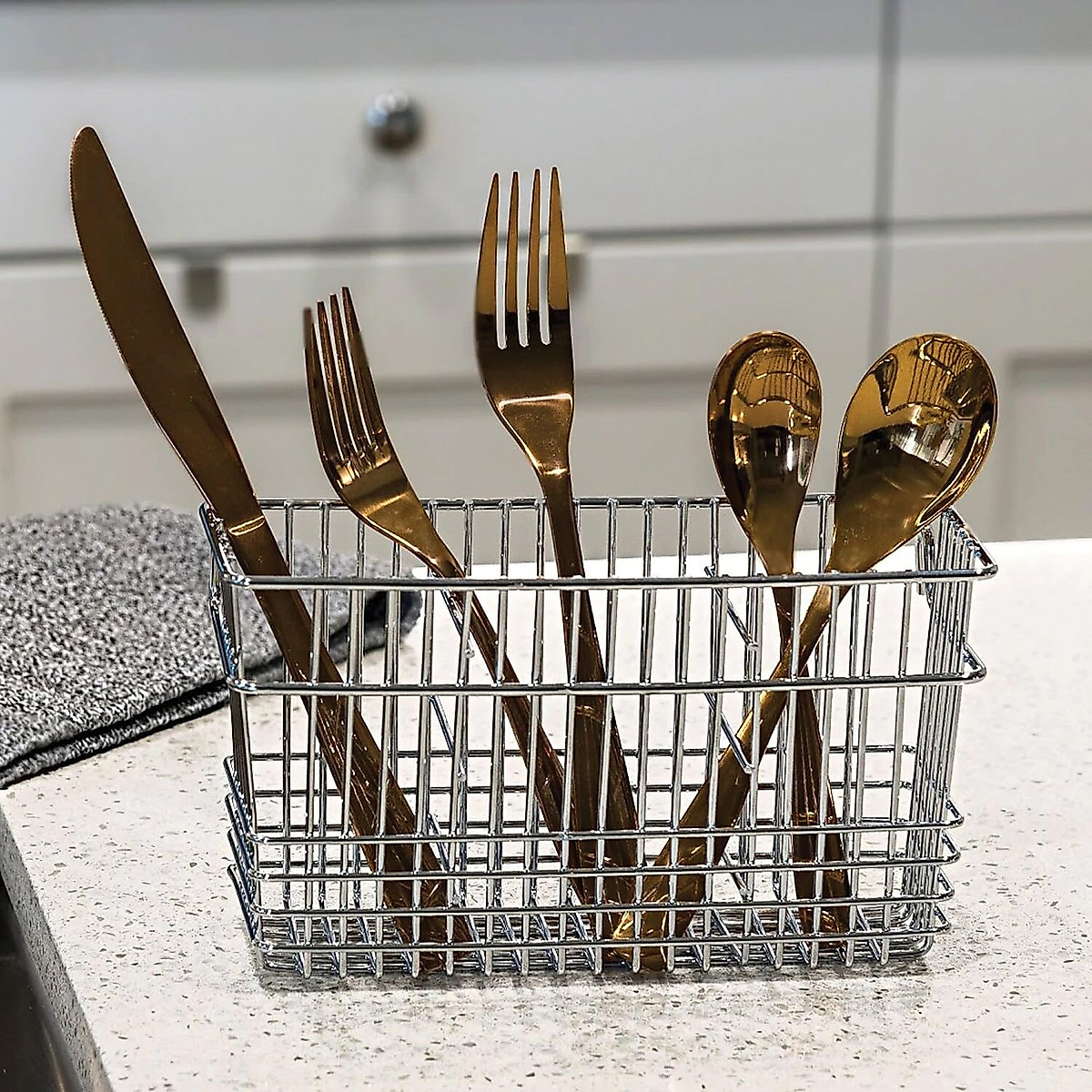 Utensil Drying Rack, 3 Compartments, Chrome