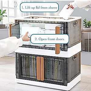 JUST AMAZING DEALS Storage Bins With Lids Stackable Storage Bins with Front Opening Doors and Top Lids for DUAL ACCESS, Collapsible, Closet Office Storage (19.8 gallon / 75 litre)