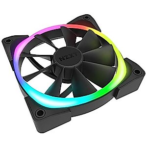 NZXT AER RGB 2-140 mm - HF-28140-B1 - Advanced Lighting Customizations - Winglet Tips - Fluid Dynamic Bearing - LED RGB PWM Fan for NZXT RGB - Single (Lighting Controller Required & NOT Included)