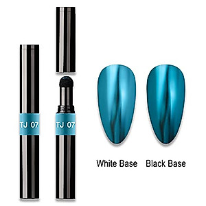 RoseFlower 12 Colors/Set Chrome Nail Powder Pen Holographic Nails Powder with Mirror Effect, Manicure Cushion, Neon Holographic Metallic Luster Powder Aurora Effect Pigment Glitter Fine Nail Art