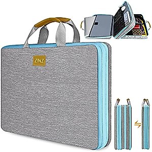ZINZ Slim and Expandable Laptop Sleeve 15 15.6 16 Inch Case Bag for Popular 15"-16" Notebooks Water-Resistant Handbag Multipurpose Computer Accessories Storage Bag -Gray