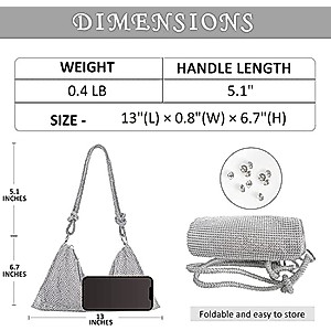 Rhinestone Purses for Women Chic Sparkly Evening Handbag Bling Hobo Bag Shiny Silver Clutch Purse for Party Club Wedding2022