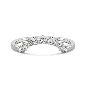 14K White Gold Moissanite Curved Crown Wedding Band-size 8 0.27cttw DEW by Charles & Colvard