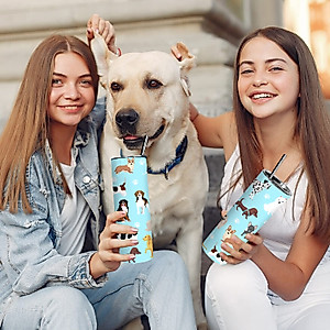 Dog Tumbler with Lid and Straw Dog Paw Print Coffee Animal Travel Mug 20oz Dog Stainless Steel Cup，Dog Lovers Gifts for Women