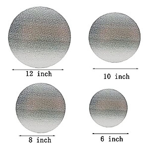 12 Pack Cake Boards, 6, 8, 10, 12 Inch Round Cake Circles, Cake Base Cardboards 3 of Each Size for Cake Decorating, Silver