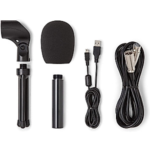 Samson Technologies Q2U USB/XLR Dynamic Microphone Recording and Podcasting Pack (Includes Mic Clip, Desktop Stand, Windscreen and Cables), Silver