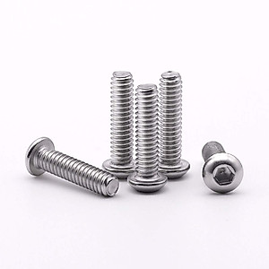 RoyceMart 1/4-20 x 1-1/2" (50 Pack) Hex Socket Button Head Cap Screws Bolts, Allen Socket Drive, 304 Stainless Steel 18-8, Bright Finish, Full Machine UNC Threads