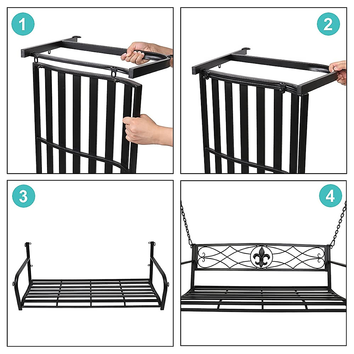 Outdoor Swing Chairs for Adults? Metal Porch Swing Stand with Antique Bronze Finish (72.24 X 50 X 71.25)" Hanging Swing Frame Set Heavy Duty Swing Chair Bench for Gardens & Yards (Swing Chair 1)