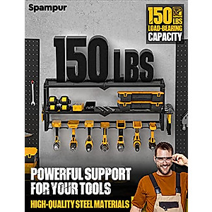 Spampur Power Tool Organizer for Tool Storage, Drill Holder Wall Mount, Tool Organizers and Storage Rack for Garage Organization, Heavy Duty Metal Tool Shelf, cordless drill storage for Father's Day