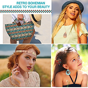 15 Set Serape Faux Leather Sheets Geometry Boho Pattern Faux Leather Patterned Sheets Striped Plaid Printed Leather Fabric for DIY Craft Making Earring Sewing Bags Hair Bows Supplies, 8.3 x 6.3 Inch