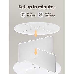 Toemics 7 Tier Rotating Shoe Rack Tower 28 Shelves, 360° Spinning Display Lazy Susan Organizer, Carousel for Shoes & Handbags, Easy Assembly, Includes 4 PCS Double-Layer Shoe Racks, White