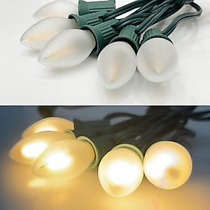 SUNSGNE C7 LED Christmas Night Light Bulbs, 0.6 Watt LED Frosted Replacement Bulbs fits E12 Candelabra Base Socket, Small Light Bulb for Indoor Outdoor Decor, Frosted White, 25 Pack