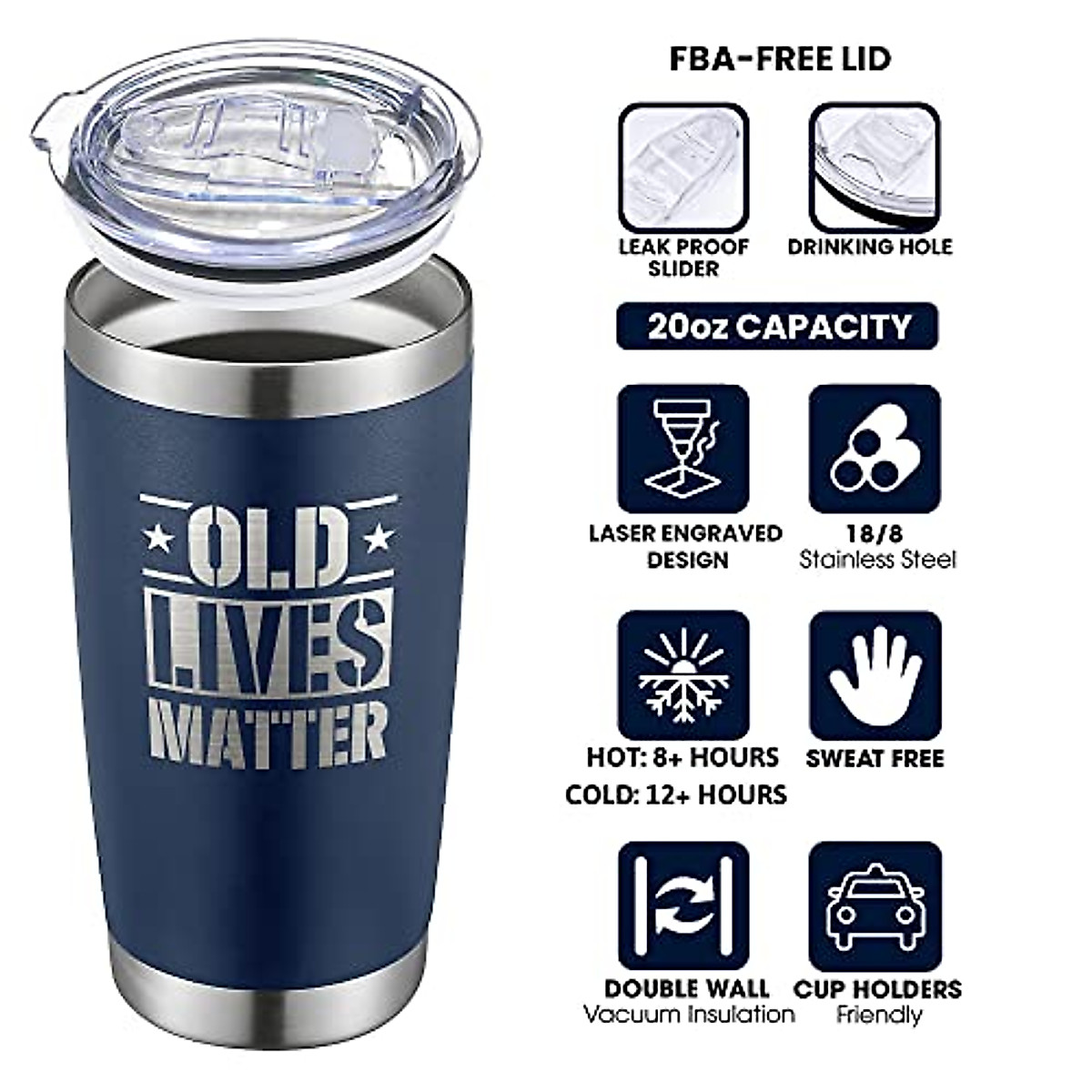 Gifts for Men - Mens Gifts for Grandpa, Him, Dad, Husband - 40th, 50th, 70th, 80th Funny Birthday Gifts for Men - Retirement Gifts for Men - Grandpa Gifts, Dad Gifts - 20 Oz Coffee Tumbler for Men
