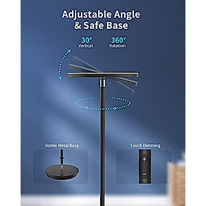 Floor Lamp, Nekteck Led Floor Lamps for Living Rooms, Bedrooms and Office, Torchiere Standing Pole Lamp with Modern Design and Touch Control, Tall room lamps with 30w/2000LM, 3000K Warm White