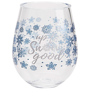C.R. Gibson QWG2O-22632 Up to Snow Good Acrylic Stemless Wineglass for Christmas Parties and Celebrations, 12 fl. Oz.