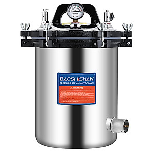 BAOSHISHAN 12L Steam Autoclave 12.7 QT Stainless Steel Portable Pressure Autoclave 1KW 110V