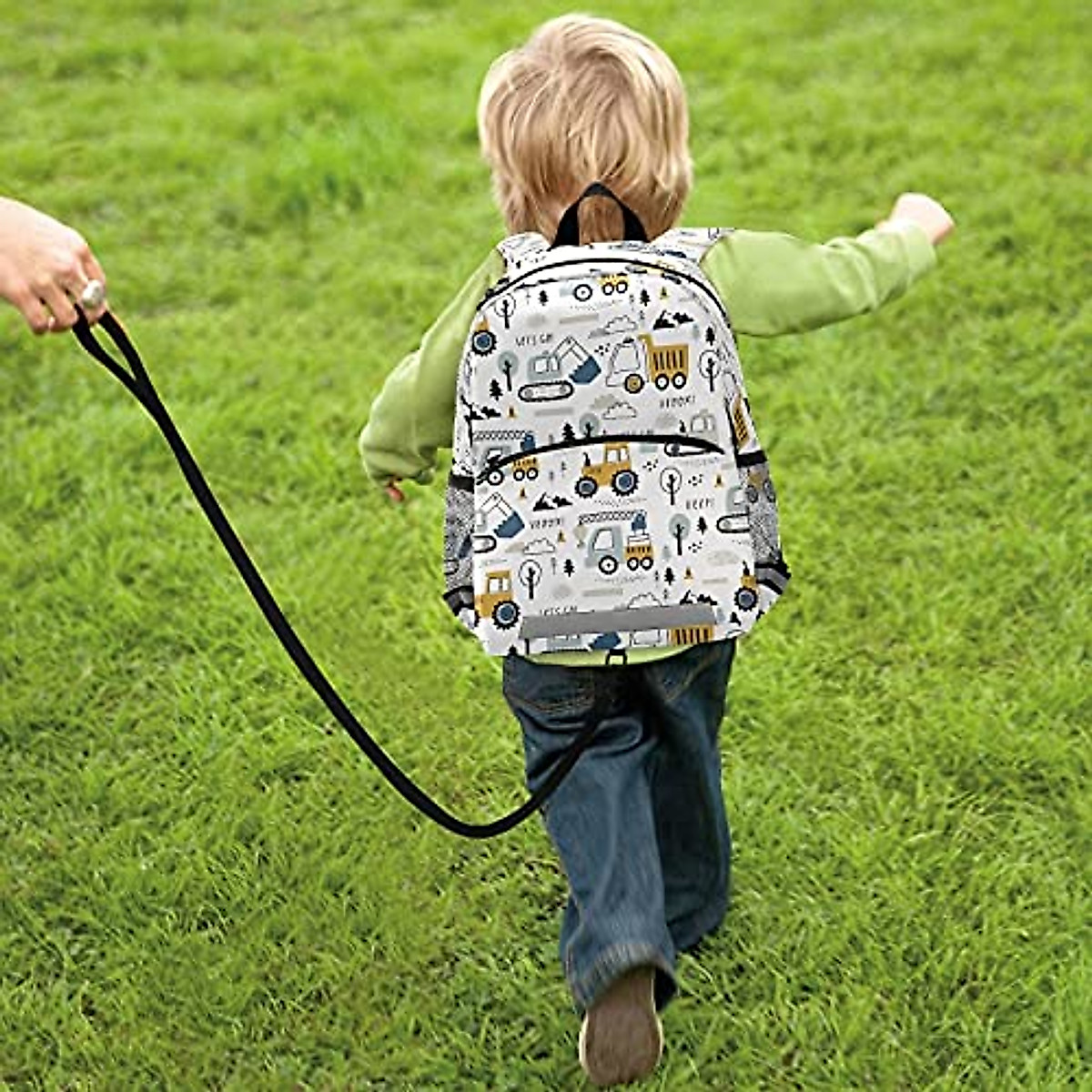 ZOEO Toddlers Backpack Kids Childish Truck Excavator Bookbag for Boys Girls 3-6 Years Preschool Kindergarten Cute Mini Bags with Safety Leash Daypack