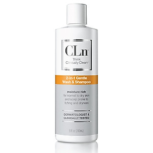 CLn® 2-in-1 Gentle Wash & Shampoo- Multi-functional Cleanser for Skin & Scalp Prone to Irritation, Flaking, Itching, Dryness & Razor Bumps, Fragrance-Free & Paraben-Free, 8 fl. oz.