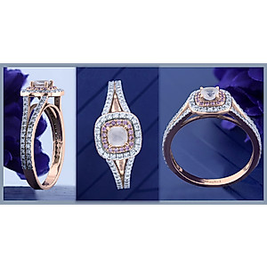 Dazzlingrock Collection 14K Cushion Morganite & Round Pink Sapphire & Diamond Bridal Engagement Ring, Rose Gold, Size 8.5