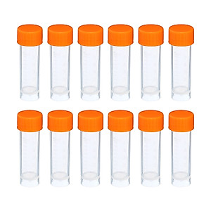 PATIKIL 5mL Plastic Test Tubes, 12 Pack Frozen Container Storage Screw Cap for Lab Laboratory Science, Clear