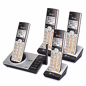 AT&T CL82407 DECT 6.0 4-Handset Cordless Phone for Home with Answering Machine, Call Blocking, Caller ID Announcer, Intercom and Long Range, Silver