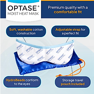 Optase Moist Heat Mask – Heated Eye Mask for Dry Eyes With HydroBead Technology – Washable, Microwaveable Compress – Holds Heat for 10 Minutes