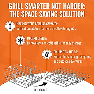 Yukon Glory Rib Racks for Grilling and Smoking | Rib Grilling Rack | Rib Holder for Smoker | BBQ Rib Rack | Grill Rack for Outdoor Grill | Grilling Accessories | BBQ Accessories