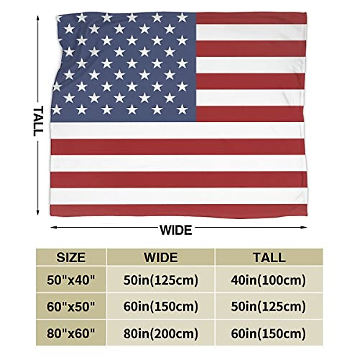 Maylian US Flag 3D Print Flannel Throw Blanket Coral Fleece Decorative Blankets Soft Luxury Cozy Blanket for Stadium Couch Bed Sofa Chair Gift (40 * 50 inch,1)