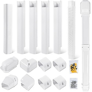 KuriProtect 3"W 10Ft Decorative PVC Line Set Cover Kit for Mini Split Lineset Cover Kit for Air Conditioner & Heat Pump (White)