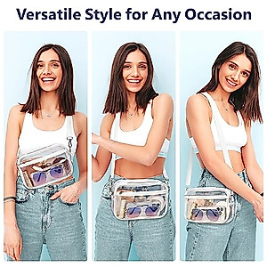 PACKISM Clear Purses for Women Stadium - Clear Bag Stadium Approved Crossbody Bag with Adjustable Strap for Concerts Sporting Events, White