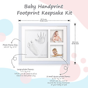 Baby Handprint and Footprint Keepsake Kit, Newborn Prints Photo Frame for Boys Girls, New Mom Babies Shower Gifts Set, Infant Milestone Picture Frames Registry, Nursery Memory Art Decor Kits