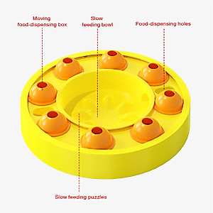 Dog Puzzle Toy Dog Treat Puzzle Interactive Dog Puzzle Toys for Smart Dogs Feeding Dispenser Slow Food Feeder Slow Feeder Dog Bowls (Yellow)
