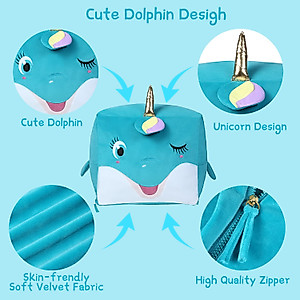 Cute Dolphin Stuffed Animal Bean Bag Storage for Boys and Girls, Gifts for Kids Bedroom Decorations, Child Beanbag Large Size 22x24 Inch Velvet Extra Soft, Cover ONLY