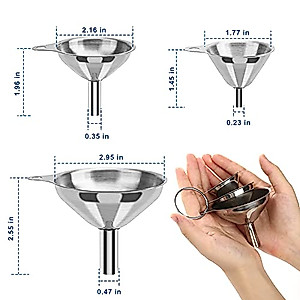 Funnel, 3pcs Small Funnels for Filling Bottles, Kitchen Funnels for Filling Bottles, Food Grade Metal Funnels for Kitchen Use, Stainless Steel Funnel for Essential Oil Spices Liquid