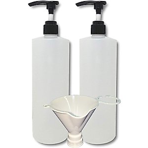 32oz (1 quart) Refillable Empty Pump Bottle Soap Dispensers for Hand Soap, Shampoo, Shower Gel, Body Wash and Lotion, BPA-Free HDPE Plastic with Heavy-Duty Shower-Guard Pump (2 Pack)
