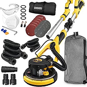 Drywall Sander, 6.5-amp Powerful Electric Drywall Sander with Vacuum, 99.5% Dust Removal, 7 Variable Speed, 900-1800RPM, Dustless Floor Sander with 26’ Power Cord for Popcorn Ceiling, Wood Floor etc
