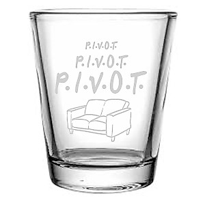 Brindle Southern Farms Friends Shot Glass Set of 4 Engraved 1.5 Ounce: Smelly Cat, Unagi, Pivot, Mmm Soup, Friends Fan Gift I'll Be There For You