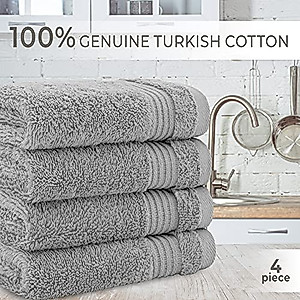 Cotton Paradise Washcloths for Bathroom, 13 x 13 Inch 100% Turkish Cotton Towels Soft Absorbent Luxury Washcloths, Small Hand Face Towels, Light Gray Washcloths