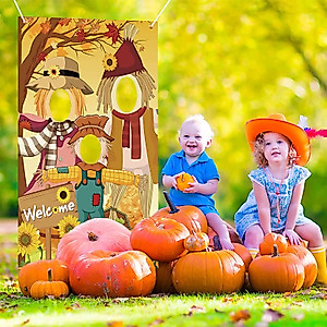 Thanksgiving Photography Backdrop Fall Thanksgiving Pumpkin Scarecrow Photo Background Autumn Harvest Decoration Children's Family Party Supplies with 6 m Rope (39in x 59in)