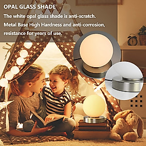 Small Table Lamp, LED Table Lamp with Eye-Caring Glass Lampshade Desk Lamp Dimmable 3 Color Changing, 10 Brightness Levels Reading Table Lamp Warm & White Nightstand Lamp with Memory Function