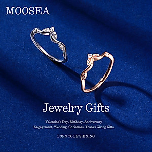 MOOSEA Moissanite Curved Stackable Rings for Women, D Color VVS1 Clarity Lab Created Diamond Anniversary Band 14K Yellow Gold Vermeil Unique Moissanite Contour Wedding Band for Women Eternity Rings