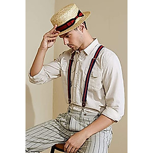 BABEYOND Men's 1920s Brim Boater Hat Gatsby Straw Hat 20s Costume Accessories