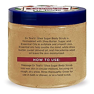 Dr Teal's Shea Sugar Body Scrub, Shea Butter with Almond Oil & Essential Oils, 19 oz (Pack of 3) (Packaging May Vary)