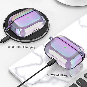 AIRSPO AirPods Pro (1st Generation) Case Cover Clear Lasher Hard PC Protective Case Colorful AirPod Pro Cover Skin Compatible with Apple AirPods Pro 1st Generation with Keychain (Glittery Clear)