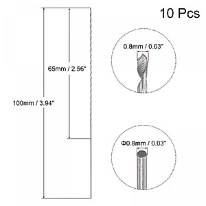 uxcell 10 Pcs 0.8mm Mini Micro Twist Drill Bits, High-Speed Steel Straight Shank Extra Long Drill Bit 100mm for Aluminum Alloy
