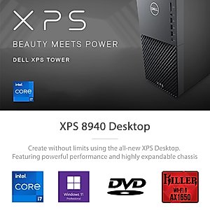 Dell Newest XPS 8940 Business Desktop, Intel Core i7-11700, 64GB DDR4 RAM, 1TB SSD, Wired Keyboard and Mouse Combo, DP, HDMI, DVD-RW, Killer Wi-Fi 6, Bluetooth, Windows 11 Pro, Black